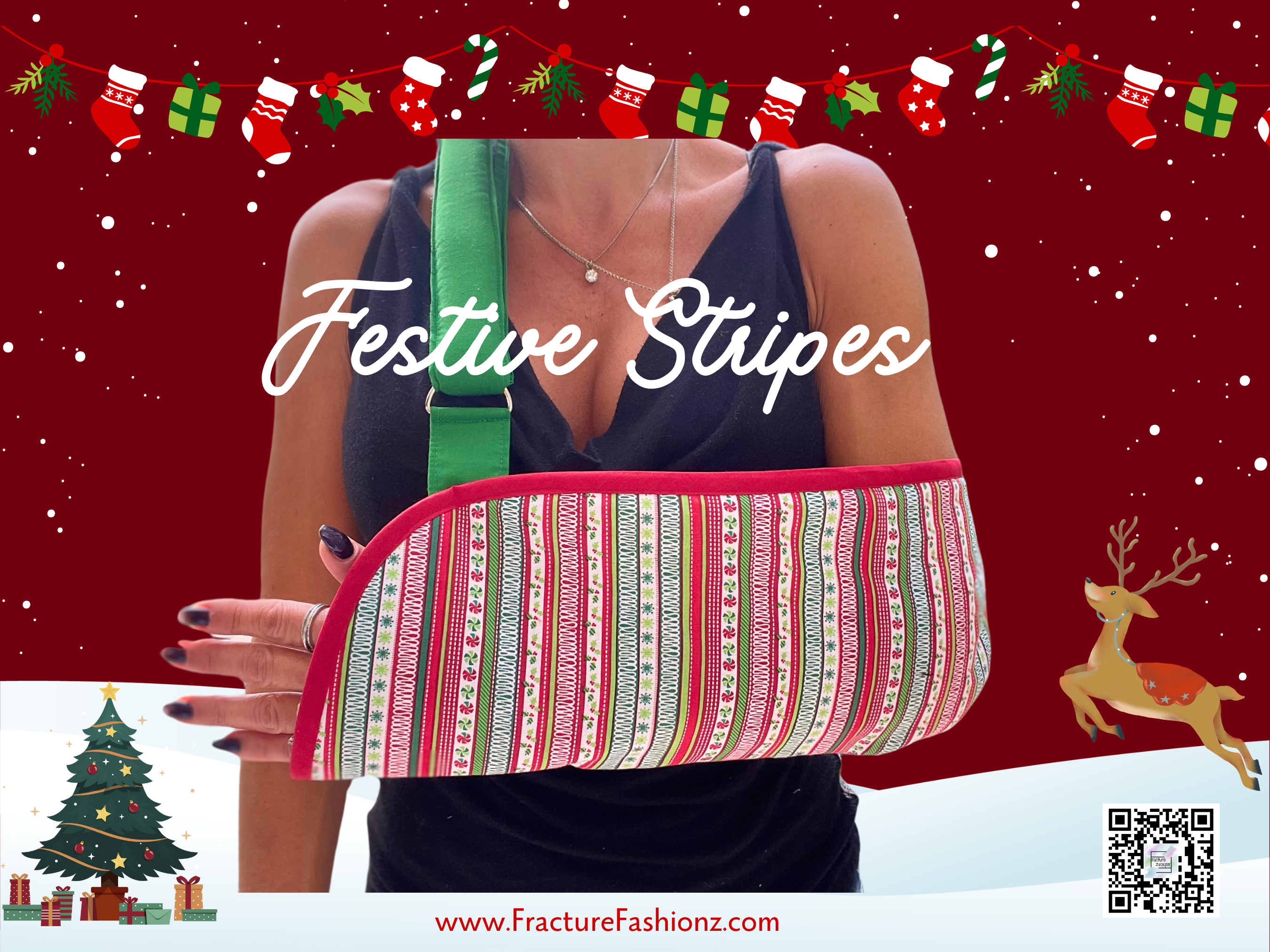 Arm Sling | Festive Stripes Padded Arm Sling – Fracture Fashionz